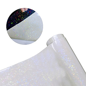 Bleidruck 12" x 20 ft Stars Holographic Sticker Paper Clear Rainbow Self Adhesive Waterproof Transparent Overlay Film Holographic Laminate Film