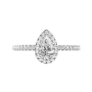 Moissanite world 1.18 Carat Pear Moissanite & Hidden Halo Engagement Ring 14k White Gold (11mm), Handcrafted Engagement Rings (8.5)
