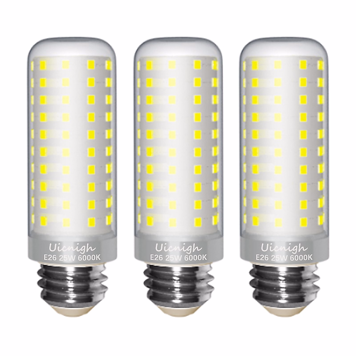 Uicnigh 25W LED Light Bulb 200 Watt Equivalent,Medium Screw Base E26 LED Bulb,6000K Daylight White Bright 2500LM for Home Lighting,Non-Dimmable Led bulb,3 Pack