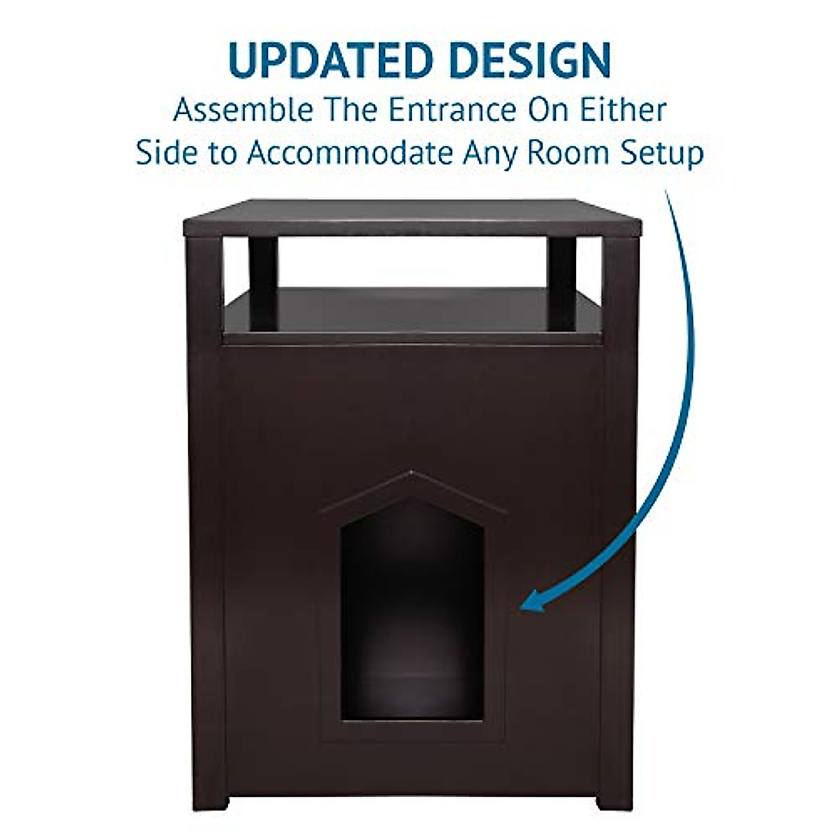 Arf Pets Cat Litter Box Enclosure, Large Cat House Furniture with Table, Designed to Fit Large Litter Boxes