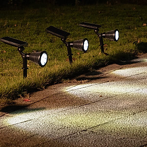 THALIA 7 Led Solar Lights Outdoor 4 Pack Solar Spot Lights Waterproof Solar Powered Landscape Spotlights Outdoor Pathway Lights Suit for Garden, Patio Yard (White light)