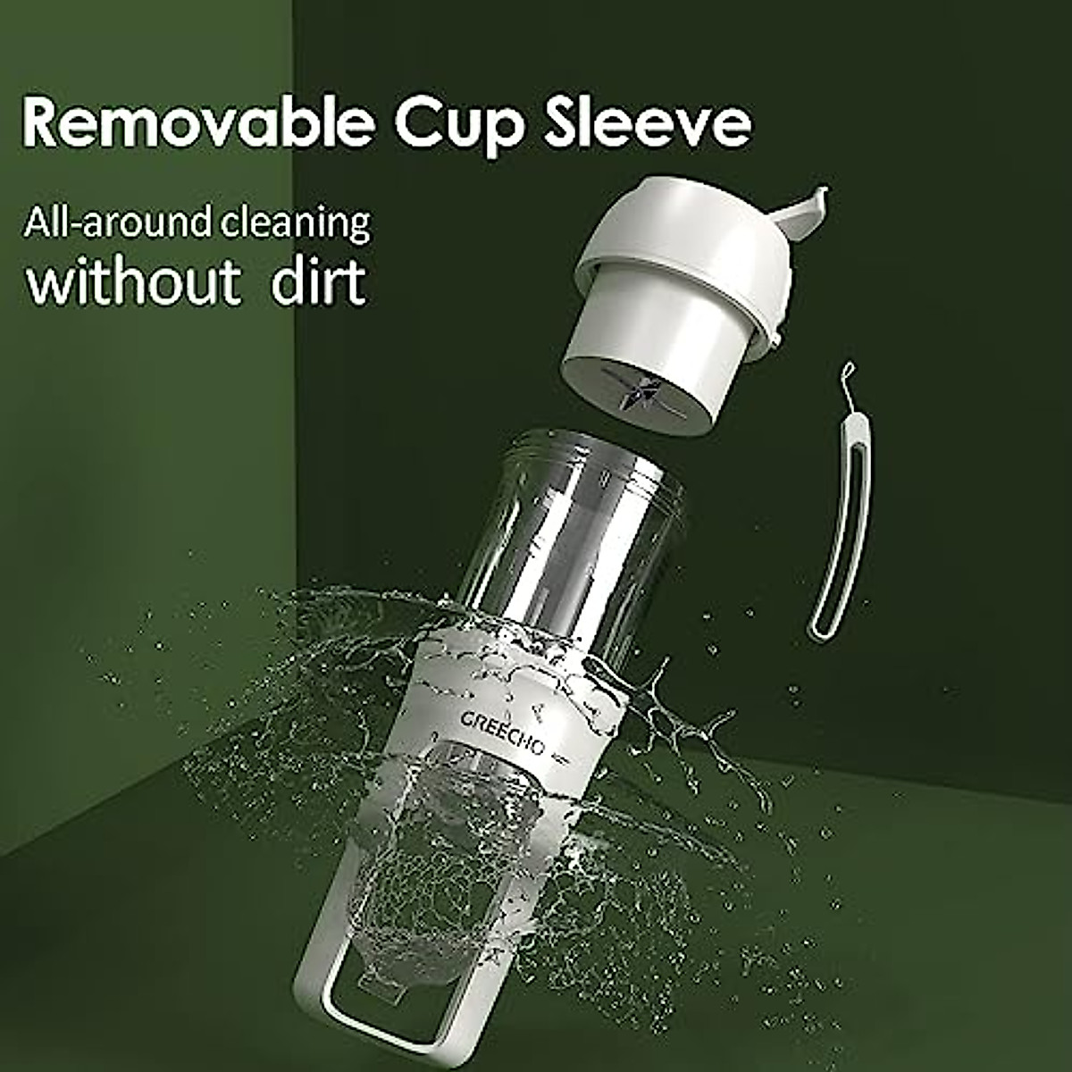 GREECHO Portable Blender, One-handed Drinking Mini Blender for Shakes and Smoothies, 12 oz Personal Blender with Rechargeable USB, Made with BPA-Free Material Juicer, Matte White