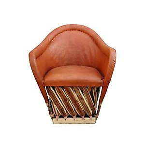 Mueble Silla Equipal Tradicional Mexicano Estilo Charro en Color Naranja hecho por Equipales San Jose, Ideal para tu hogar, bar, restaurante, jardin, oficina, playa, hotel artesanal