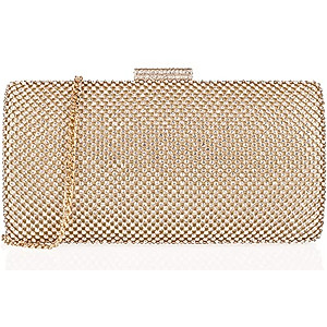 Venoline Women’s Crystal Evening Handbags Rhinestones Ladies Clutch Sparkling Purse Bags Gold