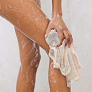 Kitsch XL Exfoliating Body Scrubber - Shower Scrubber for Body with Built in Pocket | Recycled Nylon Exfoliating Washcloth | Body Scrubbers for Use in Shower | Extra Long Bath Scrubber, 1 pc (Blush)