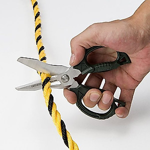 ENGINEER PH-55 Multi-Function, 160mm Compact Scissors, Electrician Scissors, with 4-in-1 Combi Blade - cuts Carpet, Leather, Solid Copper Wire, Insulated cable, CDs, Thick Rope & More. Made in Japan
