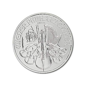 2008 - Present (Random Year) Lot of (5) 1 oz Austrian Silver Vienna Philharmonic Coins Brilliant Uncirculated (BU) with Certificates of Authenticity 1.50 € BU