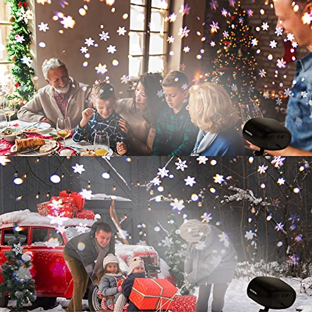 Christmas Snowfall LED Projector Lights - NACATIN 2022 Upgrade Christmas Snow Light,Snow Falling Projector Lamp Dynamic Snow Effect Spotlight for Xmas,Garden,Party,Holiday Landscape Decorative