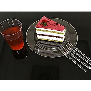 Comicfs 300pcs Disposable Plastic Fruit Forks, 4" Forks Bistro Cocktail Forks Tasting Appetizer Forks Set Toothpick Forks Portable Salad Fruit Forks Mini Cake Forks (Clear)
