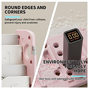 UNICOO Kids Multifunctional Toy Storage Organizer with 3-Tier Bookshelf, Storage Rack & Drawing Board, Flexible & Versatile L Shaped Organizer for Nursery, Playroom, Study Room (Pink)