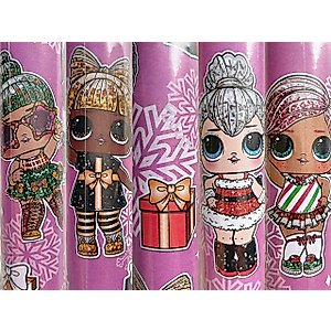 2 Rolls LOL Doll Gliiter and Glam Christmas Wrapping Paper 40 sq ft Total