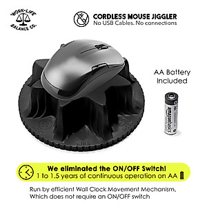 Mechanical Mouse Jiggler Undetectable Device - No USB No Software Required, Keeps Mouse Moving and Computer Awake - Cordless and Wireless Mouse Mover Works for 12-24 Months on AA Battery