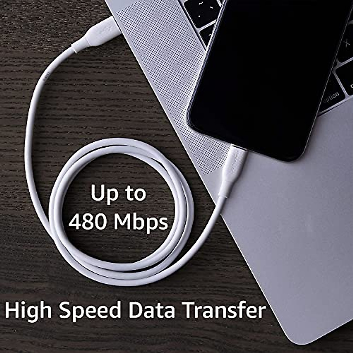 Amazon Basics USB-C to Lightning ABS Charger Cable, MFi Certified Charger for Apple iPhone 14 13 12 11 X Xs Pro, Pro Max, Plus, iPad, 3 Foot, White