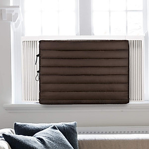 Indoor Air Conditioner Cover, AC Unit Covers for Inside, 28 x 20 x 3.5 inches(L x H x D)-Brown, with Free Drawstring