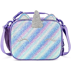 mibasies Kids Insulated Lunch Box for Girls Rainbow Unicorn Bag