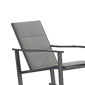 Flash Furniture Brazos Set of 2 Gray Outdoor Rocking Chairs with Flex Comfort Material and Black Metal Frame,Gray/Black
