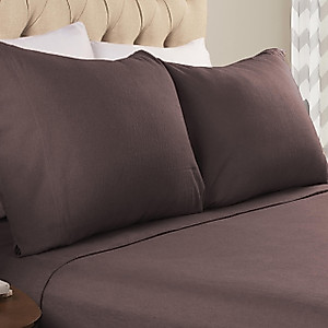 BNM 100% Cotton Flannel Pillow Case Set, Includes Two Pillow Covers, Perfect for Master Bedroom and Guest Bedroom, Easy Care, Super Soft and Warm for Winter, Solid Pattern, Standard, Charcoal