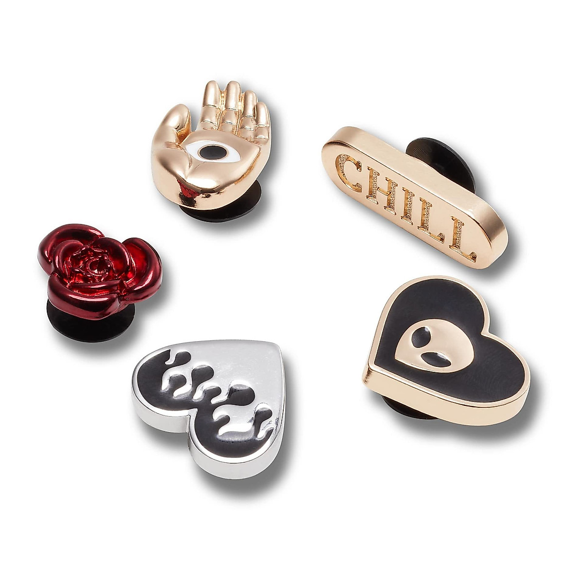 Crocs Jibbitz 5-Pack Gold Shoe Charms | Jibbitz for Crocs, Elevated Chill, One Size