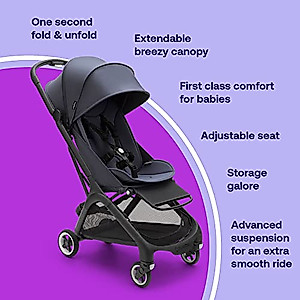 Bugaboo Butterfly - 1 Second Fold Ultra-Compact Stroller - Lightweight & Compact - Great for Travel - Stormy Blue