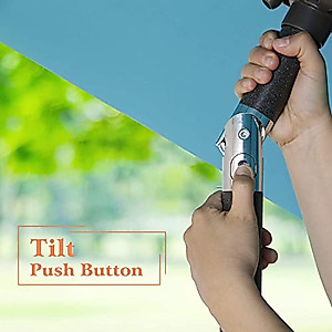 Aok Garden 9 ft Patio Umbrella with Solar Lights Outdoor 32 LED Table Aluminum Pole Umbrella 8 Ribs with Push Button Tilt and Crank for Market, Deck, Backyard and Pool (Blue)