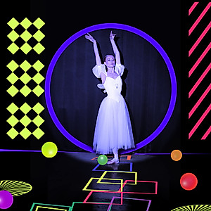 158feet Glow in The Dark Paper Neon Garland Streamers Tape Stickers Birthday Party Supplies and Decorations Reactive Fluorescent Blacklight Neon 80's Party Favors Birthday Christmas Decorations