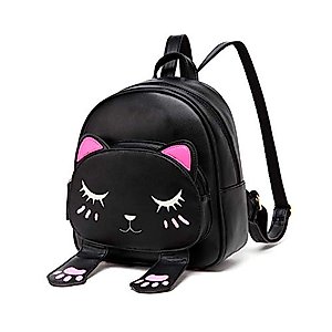 DIOMO Toddler Backpack for Girls Cartoon Kids Backpack Purse, Cute Cat Small Kawaii Preschool Backpack (Black)