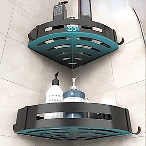 MBBJM Bathroom Shelf Organizer Shower Black Corner Shelves Wall Mounted Aluminum Toilet Shampoo Holder No Drill