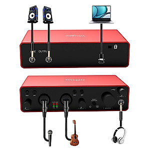 Wrugste Audio Interface for Recording Podcasting and Streaming Ultra-low Latency Plug&Play Noise-Free XLR Audio Interface(24Bit/192kHz)+48V Phantom Power for PC