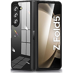 Z Fold 5 Case for Samsung Galaxy Z Fold5 5G, Slim Ultra-Thin Crystal Clear Acrylic PC Back Cover [Hinge][Transparent] Soft Silicone Bumper Full-Body Shockproof Protective Cases for Samsung Z Fold 5 5G