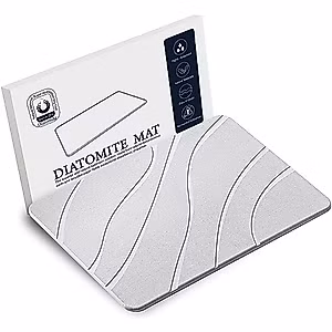 Stone Bath Mat for Bathroom Absorbent Diatomaceous Earth Bath Mat Large Non-slip Quick Drying Stone Shower Mat Easy to Clean Fast Self Drying Stone Slab Natural Crushed Stone and Algae Bath Mat
