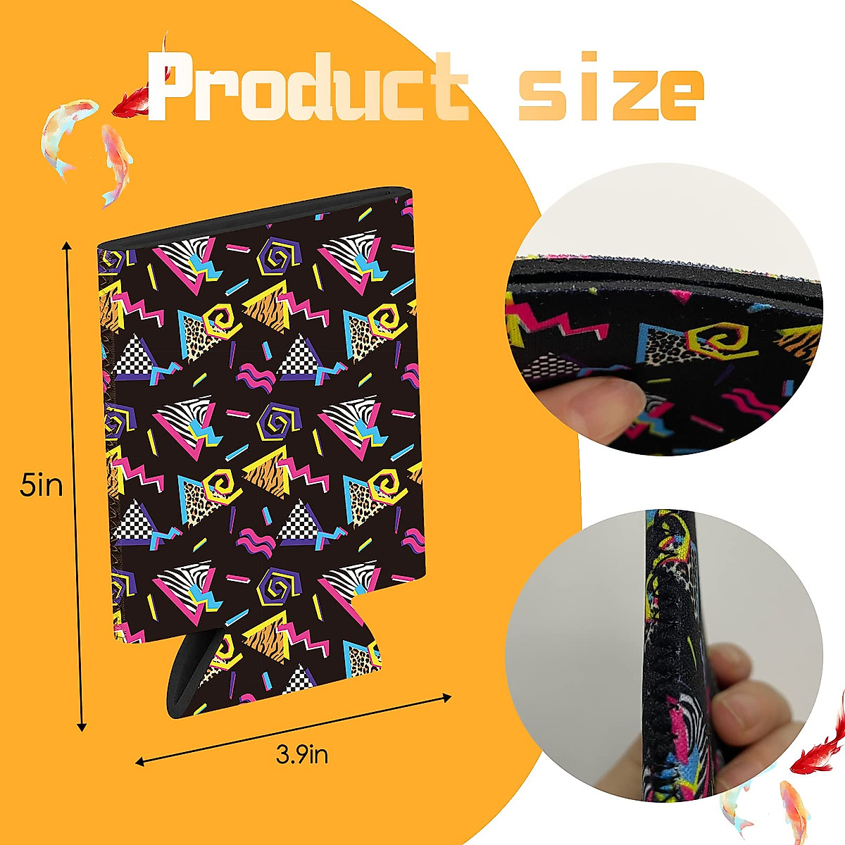 12 Pieces Retro 80s 90s Vintage Beer Can Coolers Sleeves Neoprene Drink Holders Bottle Can Sleeves Retro Party Supplies Memphis Fashion 80s Neon Can Cooler Sleeves 80s 90s Retro Party Supplies