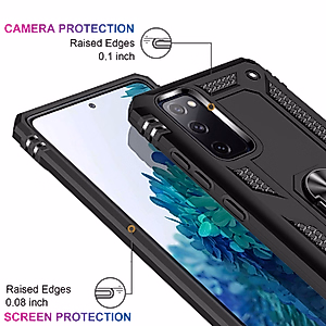 LUMARKE for Galaxy S20 FE Case with Screen Protector,Pass 16ft. Drop Tested Military Grade Cover with Magnetic Ring Kickstand,Protective Phone Case for Samsung Galaxy S20 FE Black