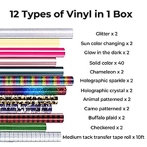 Heat Transfer Vinyl, Iron On Vinyl with Transfer Tape & Weeding Tools for Vinyl, HTV Vinyl with White HTV Vinyl Roll & Black HTV Vinyl roll & Vinyl Holder, HTV Heat Transfer Vinyl Bundle Gift Set