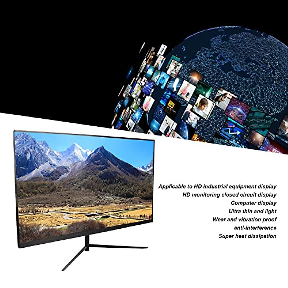 LCD Screen Monitor Heat Dissipation 100-240V VGA 27 Inch Computer Monitor High Contrast AntiInterference Ultra Thin