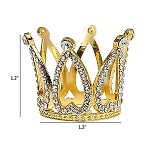 12 Pieces Crown Cake Toppers, Mini Queen Crown Cake Topper Princess Decorative Crown Crystal Tiara Cupcake Decoration for Lady Girl Wedding Birthday Bridal Baby Shower Party Supplies (Gold)