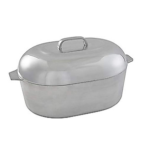 IMUSA USA Heavy Duty Cajun Oval Cast Aluminum Roaster 18", Silver