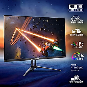 Sceptre IPS 27-inch Gaming Monitor 1920 x 1080p up to 165Hz 1ms AMD FreeSync Premium 119% sRGB DisplayPort HDMI Build-in Speakers, Machine Black (E275B-FPT168S)