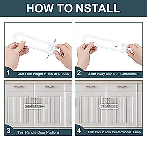 Goodv Baby Proof Cabinet Lock - 2 Pack Adjustable Child Safe U Shape Straps Multi-use for Closet Drawer Dresser No Adhesive No Tools(2)