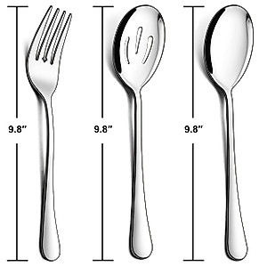 Homikit Stainless Steel 3 Large Serving Spoons, 3 Slotted Serving Spoons, 3 Serving Forks, Metal Serving Utensils Hostess Set for Food Catering Party Buffet Banquet Restaurant, Dishwasher Safe