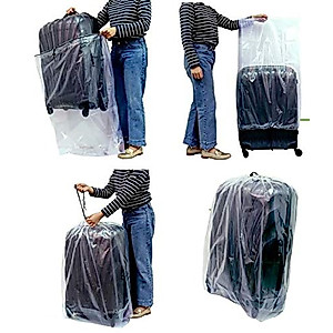 4 pieces of Dust Cover Big Plastic Drawstring Bags Multi-Purpose for Storage and Keeping Luggage, Big Dolls, Blankets, Pillows, Suitcase Good for Household Organizing Reusable (L (79x115 cm))