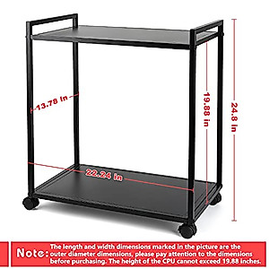 Liitrton Computer Tower Stand, 2-Tier CPU Stand PC Stand with Lockable Wheels Under Desk for Office Home (L)