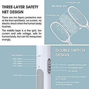 imirror Bug Zapper Racket, 2 in 1 Rechargeable Electric Fly Swatter Mosquito Swatter (2 Pack, 1200mAH)