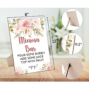 Mimosa Bar Boho Floral Bridal Shower,Wooden Sign With Stand,Bridal Shower Decoration,Bridal Shower Welcome Sign,Bar Decoration,Party Supplies,Bridal Shower Centerpieces,Wedding Shower Favors-20