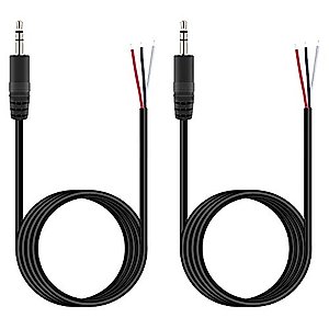 Fancasee 2 Pack 6 ft Replacement 3.5mm Male Plug to Bare Wire Open End TRS 3 Pole Stereo 1/8" 3.5mm Plug Jack Connector Audio Cable for Headphone Headset Earphone Cable Repair