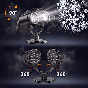 HeyStookie 2024 Newest Christmas Decorations Christmas Projector Lights Outdoor Double-Head Rotating Snowflakes Projector Lights for Xmas Home Party IP65 Waterproof Brightening LED Outdoor & Indoor…