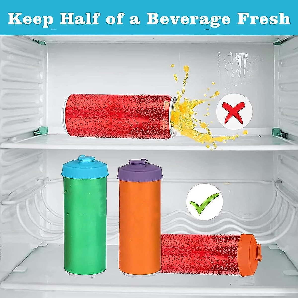 RZJZGZ 6 Pcs Can Covers for Drinks cans, Can Lids for Fizzy Drinks Protector, Reusable Silicone Soda Can Lids, Beer Energy Drink Juice Beverage Saver Caps for Outdoor Parties, Camping and Travel