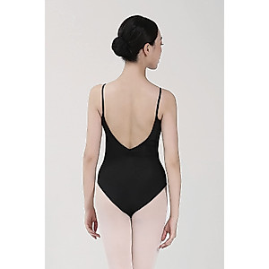 Dance Elite Camisole Leotard For Women - Lana - Womens Dance Leotard With High Leg And V-Neck (Black, Adult S)