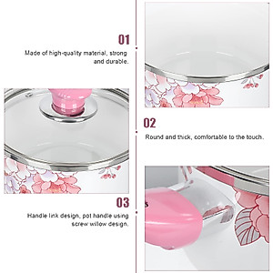 YARDWE Enamel Sauce Pan Non- Stick Milk Pot Pasta Cooking Pot Small Noodle Soup Pot Enamelware Pot Enamel Cookware with Lid