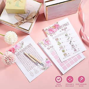 Outus 125 Pieces Floral Baby Shower Game for Girls 5 Games 20 Fun Complementary Pencils Baby Shower Games Activities Include Baby Descriptions and Wishes, Guess Who Games(250 Pieces)