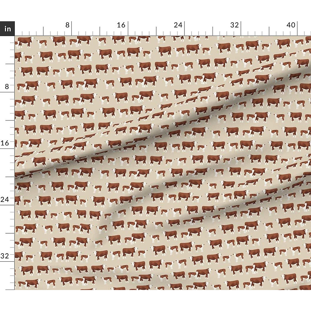 Spoonflower Fabric - Hereford Cattle Calf Farm Cow Cows Animals Sand Country Pet Portrait Printed on Petal Signature Cotton Fabric by The Yard - Sewing Quilting Apparel Crafts Decor
